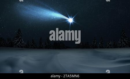 La notte di Natale. La prima stella si è illuminata nella foresta ...