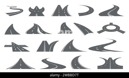 Simboli delle autostrade. Informazioni su strade curve, carreggiate ...