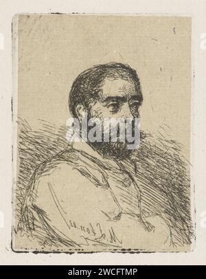 Ritratto busto alla destra dell'artista Joseph Hartogensis, bareheaded ...