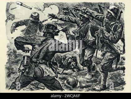 6 Künstler-Postkarten ''Frontbilder 1918'' nach Original-Litographien ...