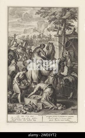 Jacob fugge da Labano, Jacob fugge da Labano con la sua famiglia e i ...