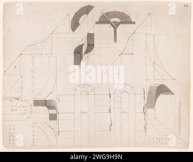 Disegni tecnici delle scale, Jan Schenk, dopo Tieleman van der Horst ...