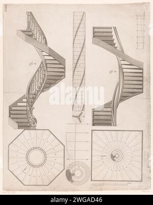 Disegni tecnici delle scale, Jan Schenk, dopo Tieleman van der Horst ...