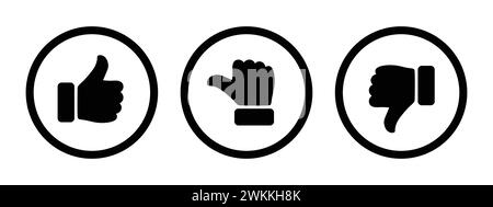 Come, i simboli del pollice neutro e antipatici in un cerchio bianco e ...