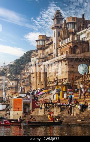 Varanasi,Benares,antica,città,a, banche,d,sacro Fiume,,Gange,bagno ...