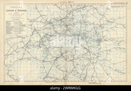 LONDON Rail & Underground Tube MAP antica mappa di GW BACON 1895 Old ...