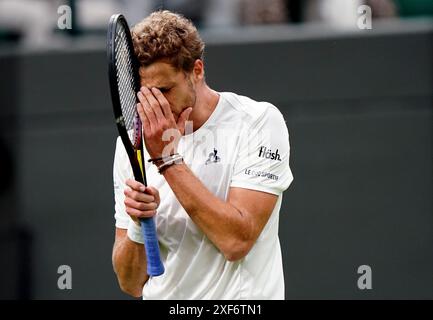 Yannick Hanfmann reagisce durante la sua partita contro Jannik Sinner ...