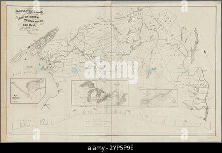 Mappa e profilo della Lake Ontario e della Hudson River Rail Road, con ...
