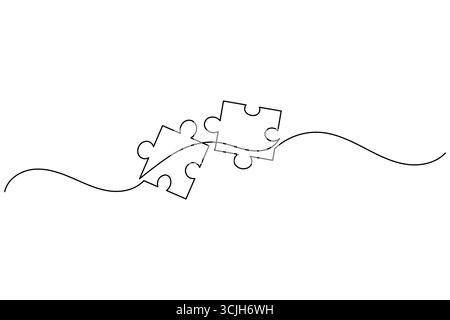 Icona tessera puzzle continua su un disegno. Concetto modello simbolo ...