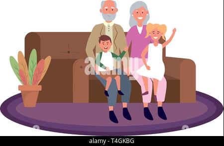 Vector cartoon nonni seduti sul lettino Illustrazione Vettoriale ...