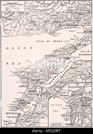 Mappa dei Dardanelli & la Penisola di Gallipoli, Dardanelli campagna ...