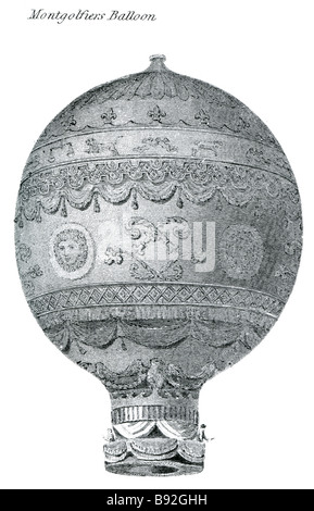 Primo volo in mongolfiera ad aria calda, pallone Montgolfier dimostrata ...