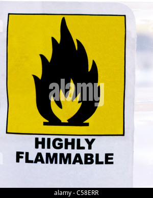 Etichetta di avvertenza del Logo infiammabili Foto stock - Alamy