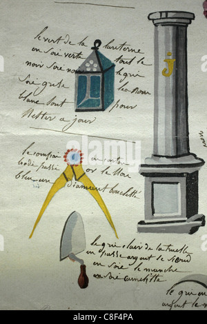 Massoni simboli massonico, Close up di una lastra di vetro per finestra ...