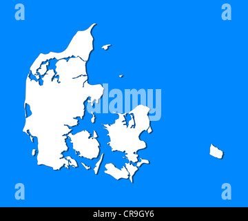 Mappa Politico di Danmark con le diverse regioni in cui la Danimarca ...
