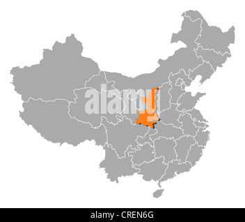 (Shensi Shaanxi) Cina mappa della provincia. Sianfu (Xian). STANFORD ...