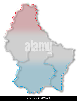 Mappa con la bandiera del Lussemburgo con i confini nazionali Foto ...