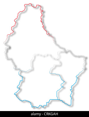 Mappa con la bandiera del Lussemburgo con i confini nazionali Foto ...