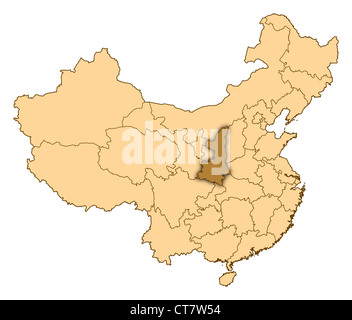 (Shensi Shaanxi) Cina mappa della provincia. Sianfu (Xian). STANFORD ...
