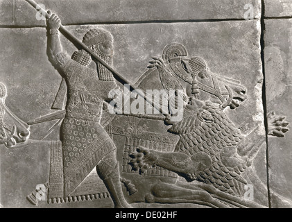 Palazzo di Ashurbanipal, Ninive. L'Iraq. Rilievo, ritorno dei ...