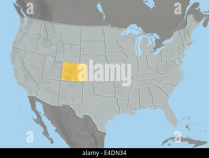 Cartina Fisica del Colorado Foto stock - Alamy