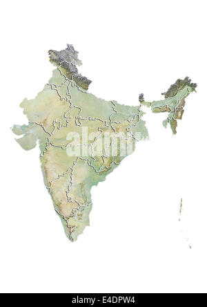 India, Rilievo mappa con i confini di stato Foto stock - Alamy