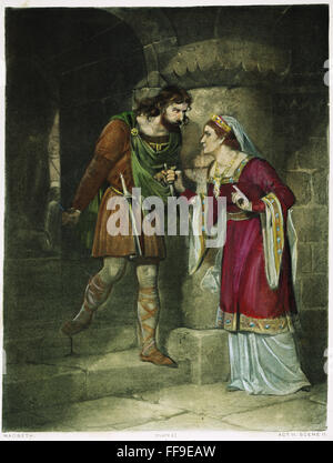 Una scena della tragedia di Shakespeare., Macbeth, in cui solo lui vede Banquo del Fantasma al ...