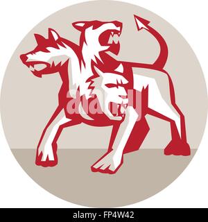 Illustrazione di cerberus, nella mitologia greca e romana, un multi ...