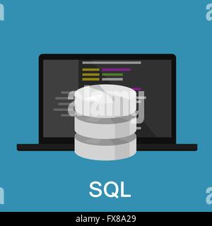 SQL Database icona Logo Design UI o UX App. Iscrizione arancione con ...