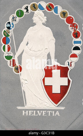 La bandiera svizzera dei Cantoni e dello scudo Foto stock - Alamy