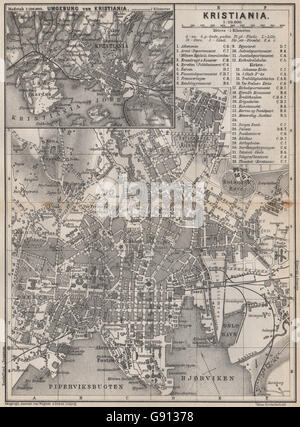 OSLO/KRISTIANIA città antica città mappa piano. Christiania, 1896 Foto ...