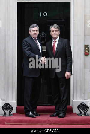 Ukrainian President Viktor Yushchenko, left, gives Stepan Bandera an ...