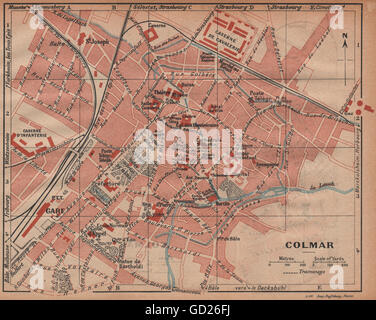 COLMAR città pianta della città. Haut-Rhin, Alsazia, Francia. Kolmar ...