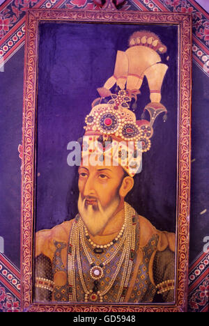 Bahadur Shah Zafar , dipinto in miniatura dell'Imperatore Mughal , con ...