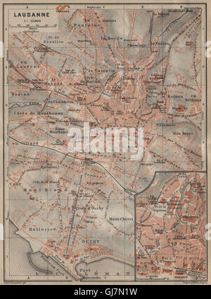 Losanna. town city stadtplan. La Svizzera Suisse Schweiz carte karte ...