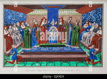 Incoronazione di Papa Bonifacio IX a Roma, 1389 Foto stock - Alamy