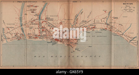 MENTON MENTONE town city plan de la ville & dintorni. Alpes-Maritimes ...