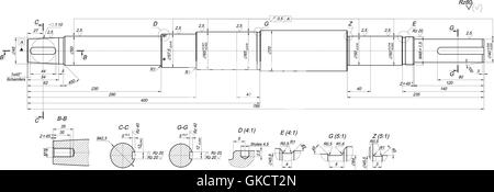 Schizzo di albero con smussature. Disegno tecnico Immagine e Vettoriale ...