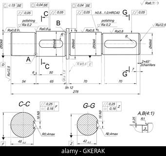 Schizzo di albero con smussature. Disegno tecnico Immagine e Vettoriale ...
