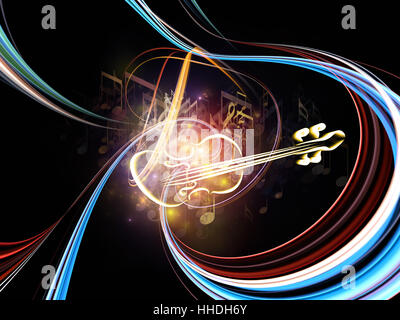 Disposizione astratta di violino graphic, note musicali ed elementi di ...