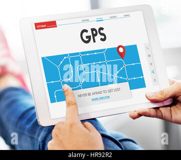 Mappa GPS Direzioni Posizione di navigazione Foto stock - Alamy