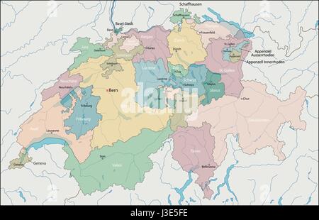 Mappa di Basilea Città (Confederazione Svizzera, Svizzera ...