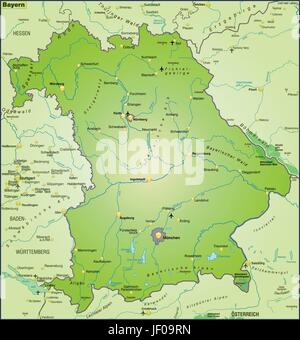 La Baviera, la scheda Stato, Atlas, mappa del mondo, mappa, Baviera ...
