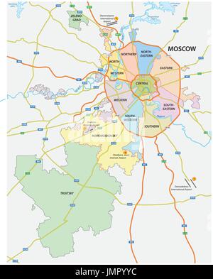 Russia mappa politico con capitale Mosca, i confini nazionali ...