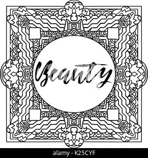 Cornice di mandala disegnata a mano. Illustrazione vettoriale in ...