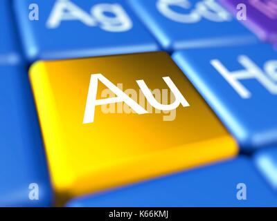 Elemento oro sulla tavola periodica degli elementi. Elemento chimico ...