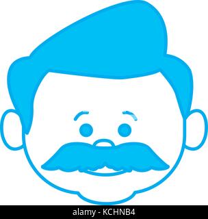 Nonno faccia con i baffi volto icona del fumetto illustrazione ...