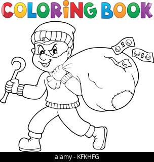Libro da colorare ladro con un sacchetto di denaro Foto stock - Alamy