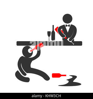 Simbolo ubriaco nero su sfondo bianco Foto stock - Alamy