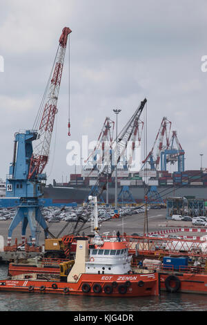 Il porto di Ashdod in Israele con parecchi grandi contenitori gru ...